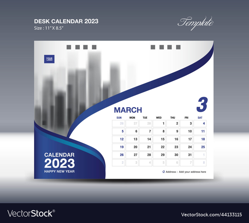 March 2023 - calendar 2023 template Royalty Free Vector