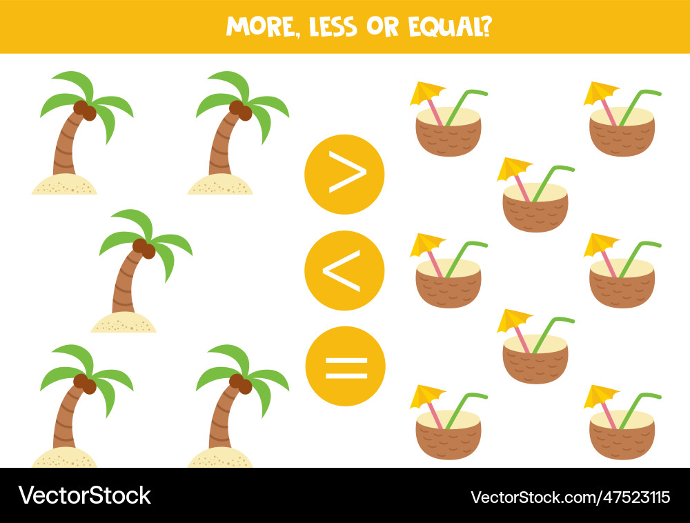 More less or equal with cartoon island Royalty Free Vector