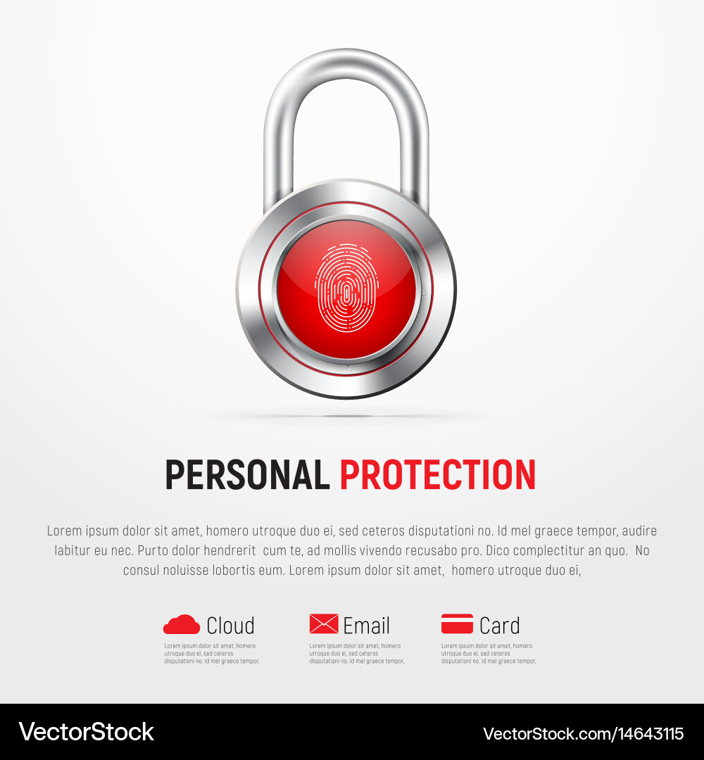 Square white banner with a hinged metal lock Vector Image