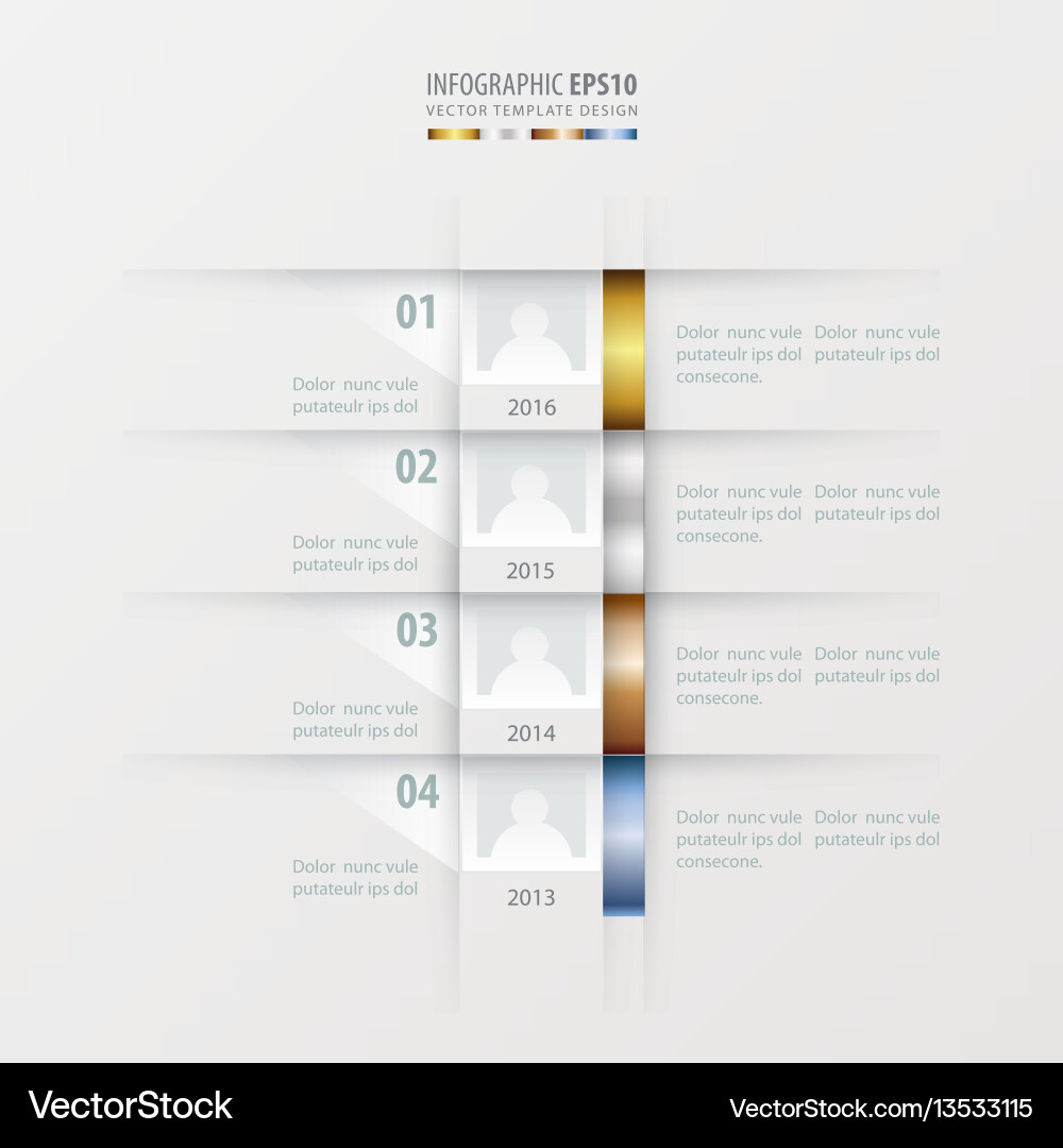 Timeline report design template gold bronze Vector Image