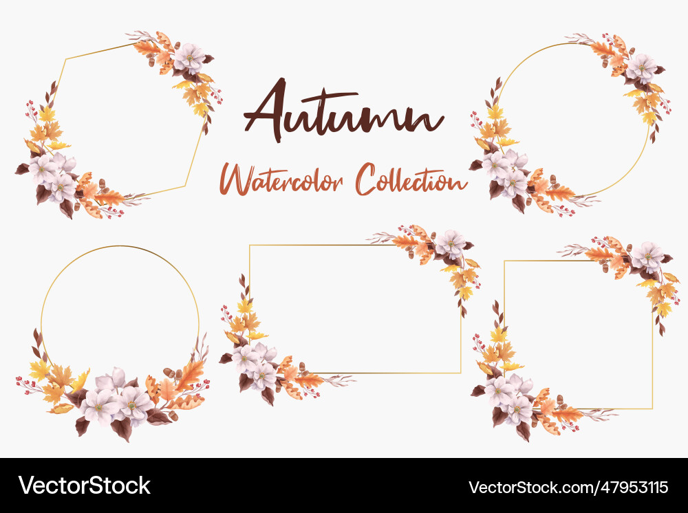 Watercolor autumn foliage frames Royalty Free Vector Image