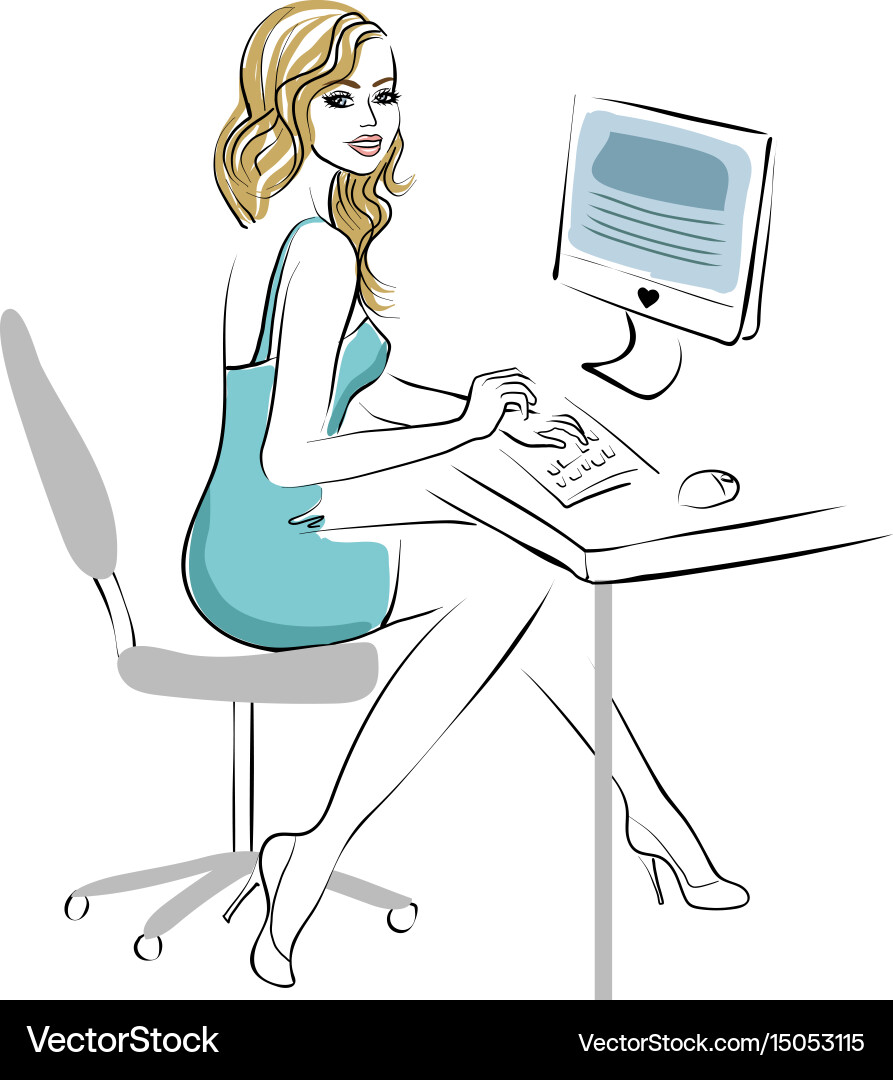 Woman writing a blogs Royalty Free Vector Image