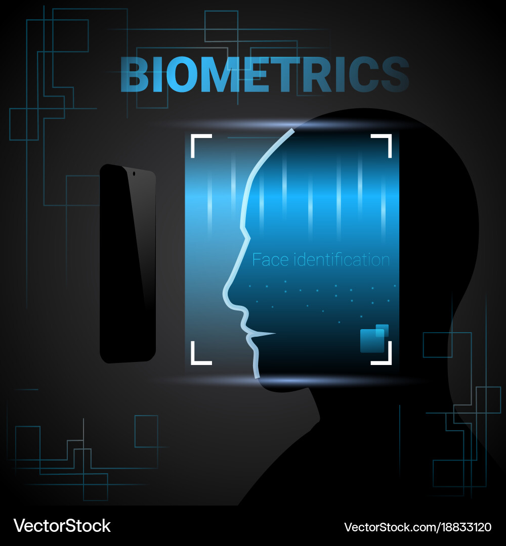 Biometric identification male face scanning modern