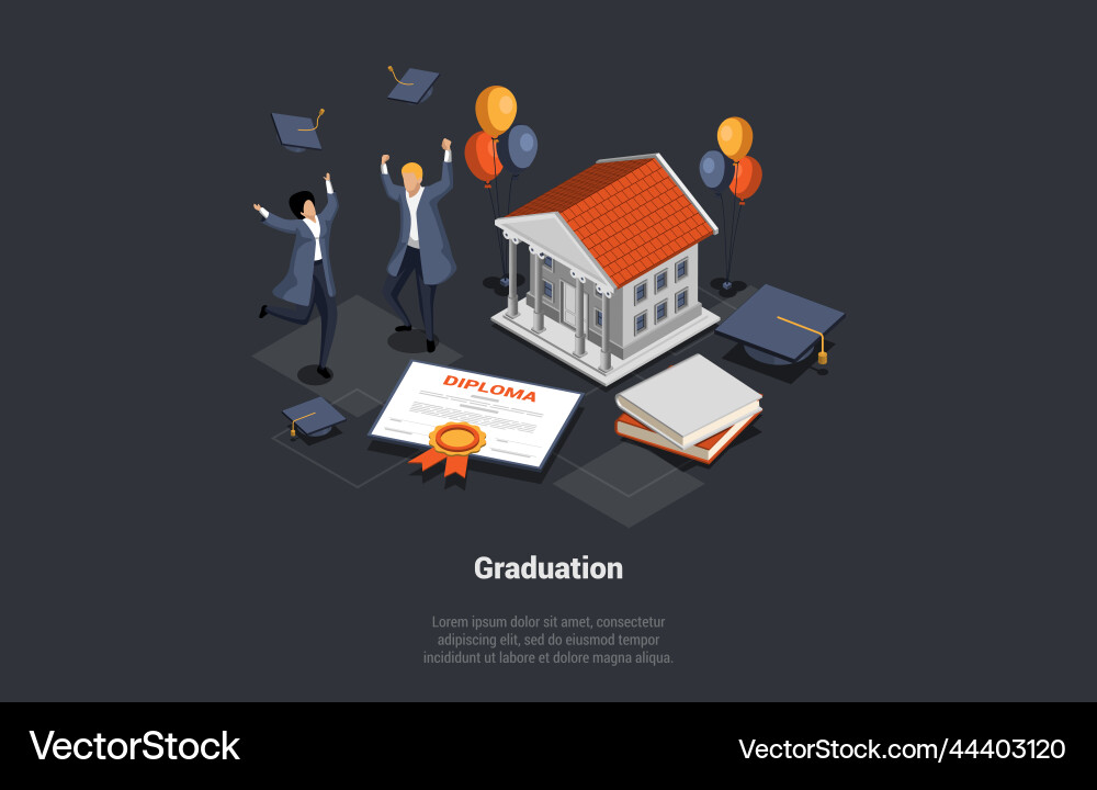 Concept of graduation end school Royalty Free Vector Image