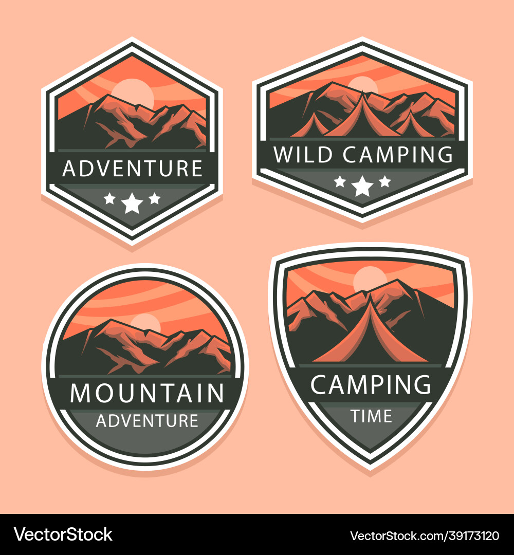 Detailed adventure badges set Royalty Free Vector Image