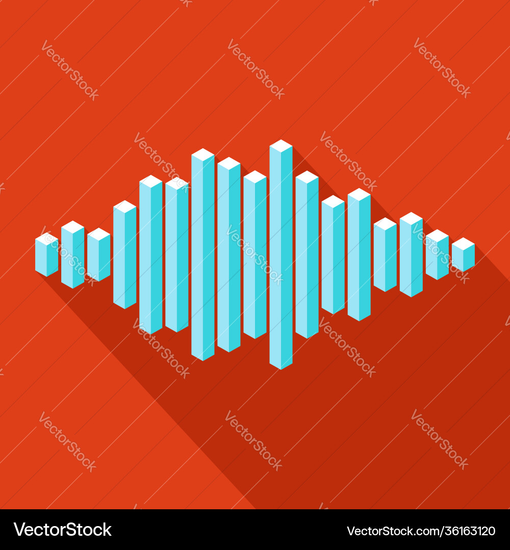 Flat isometric music wave icon made peak lines Vector Image