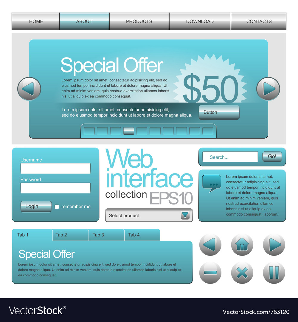 Gray website template Royalty Free Vector Image