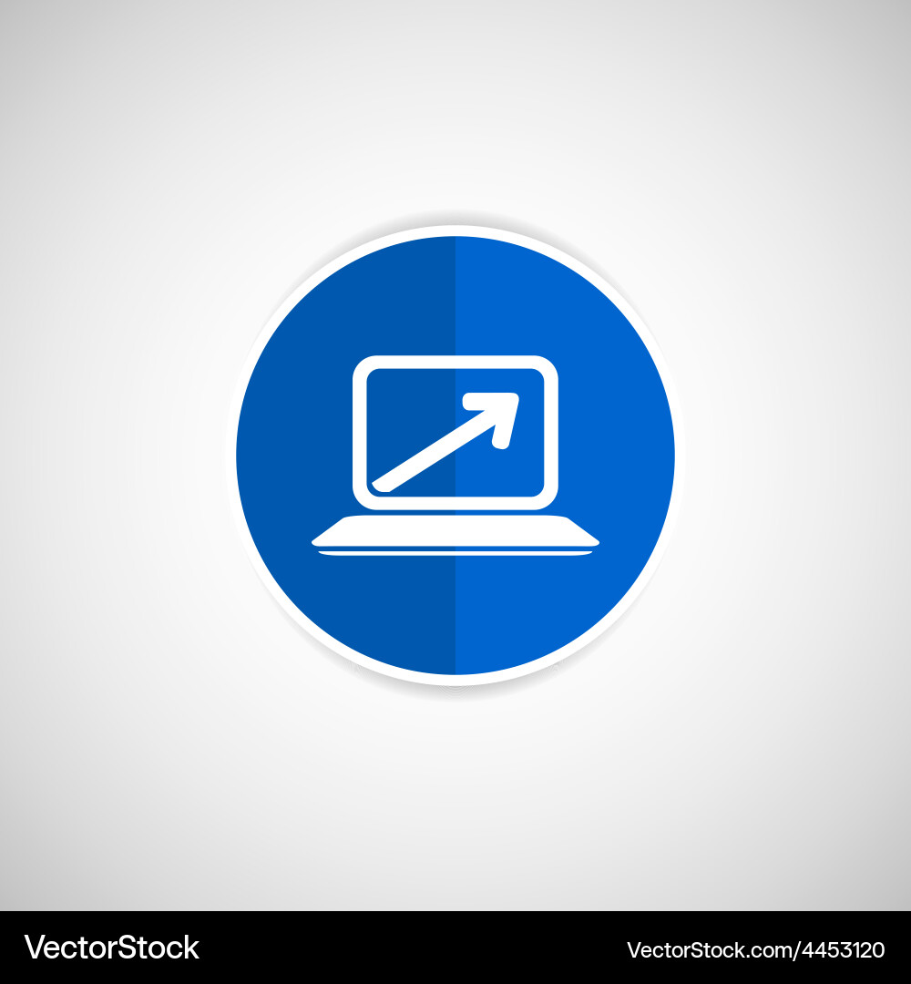 Laptop arrow pointing up from the blank screen Vector Image