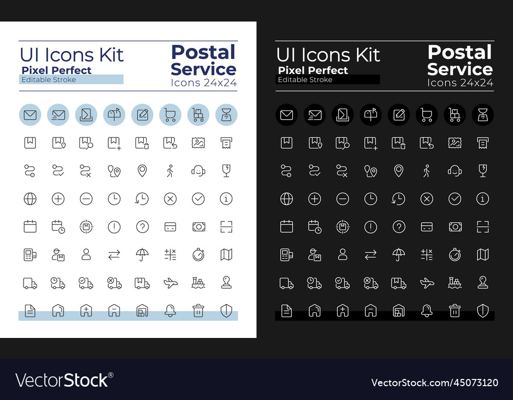 Mail service pixel perfect linear ui icons set Vector Image