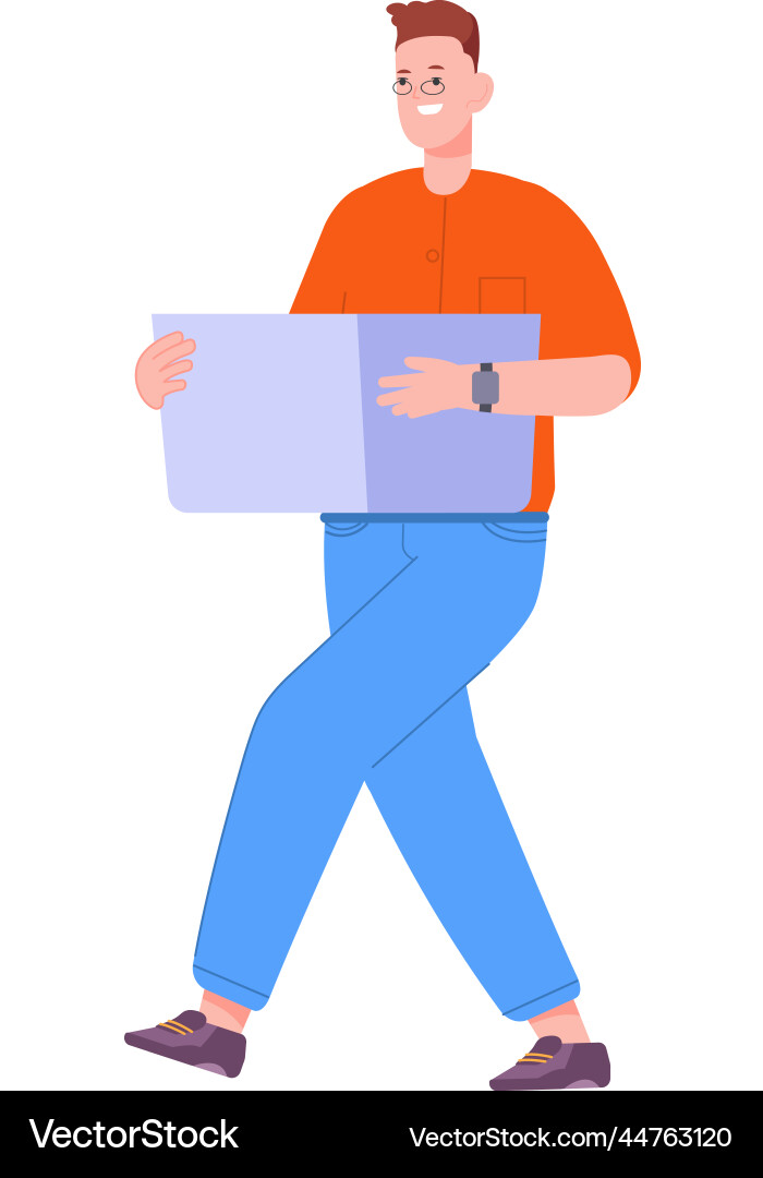 Man carrying plastic container person holding Vector Image