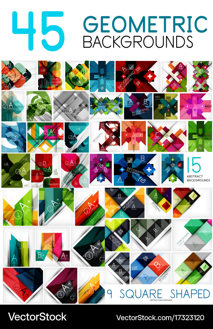 Mega collection of geometric abstract background Vector Image