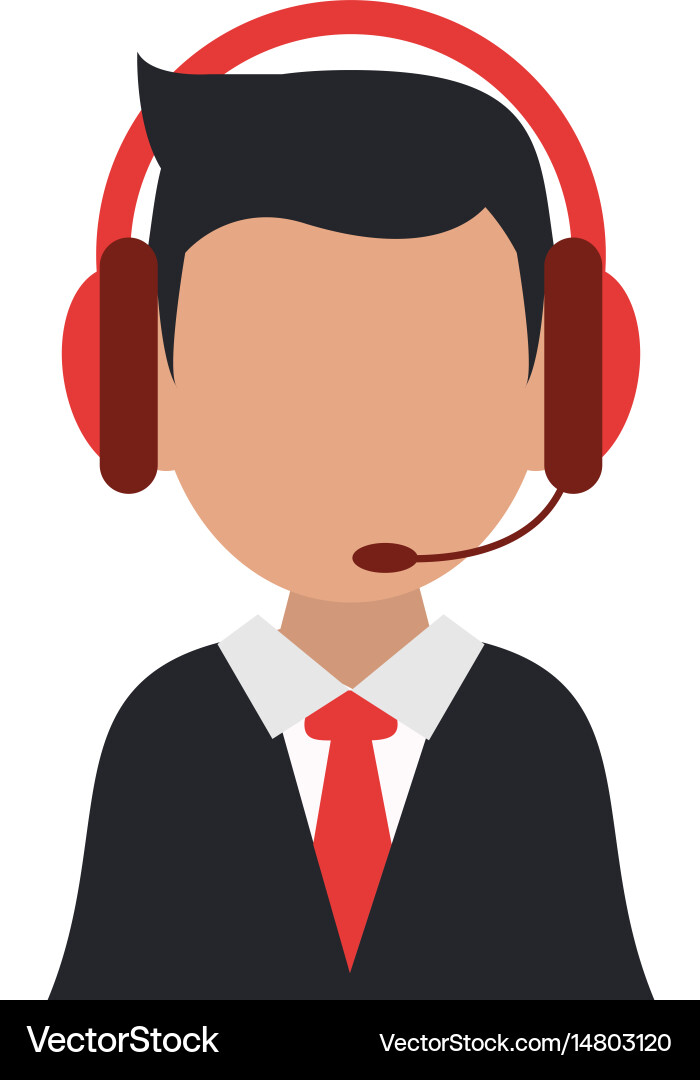 Person with headset customer service or call Vector Image