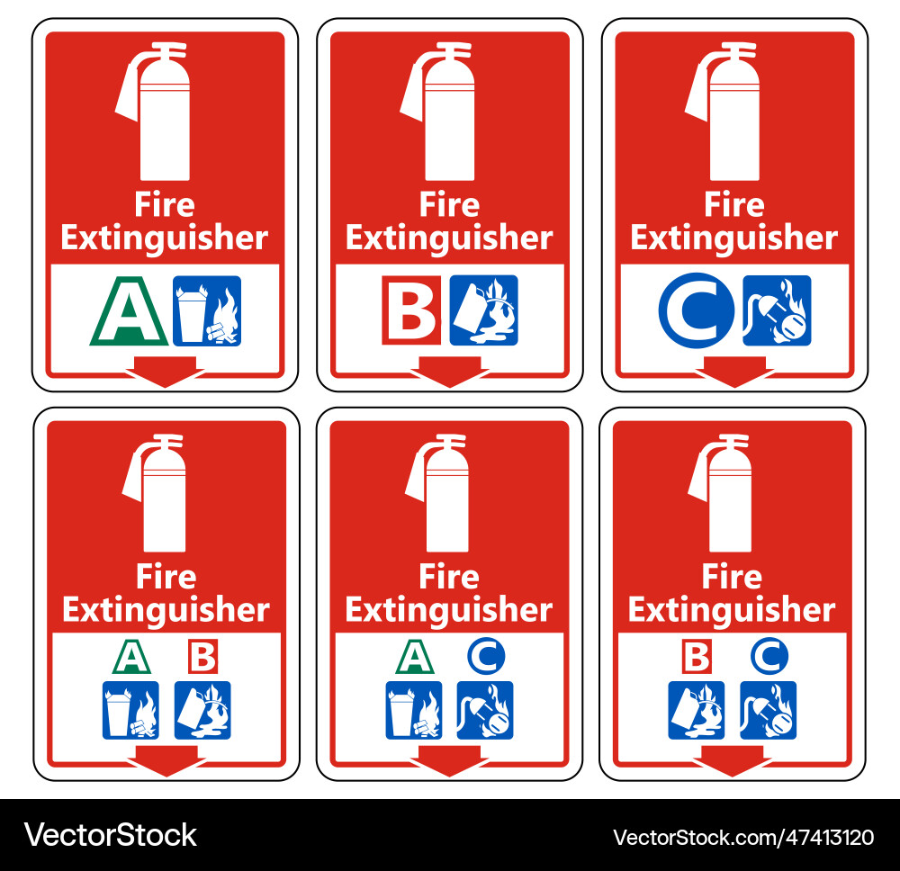 Symbol fire extinguisher a b c sign on white Vector Image