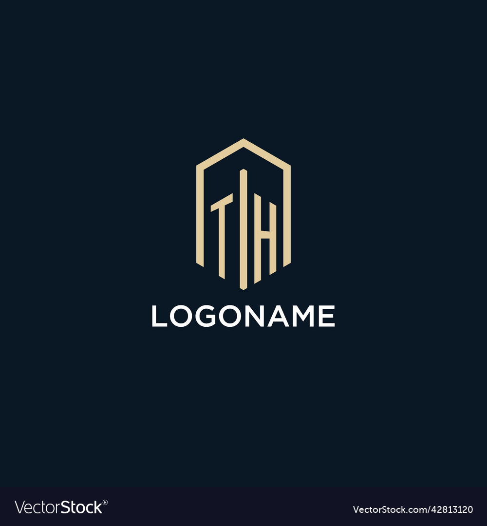 Th initial monogram logo with hexagonal shape Vector Image