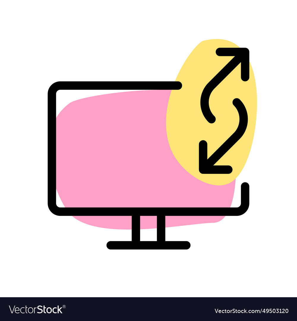 Using a desktop computer to transfer data Vector Image