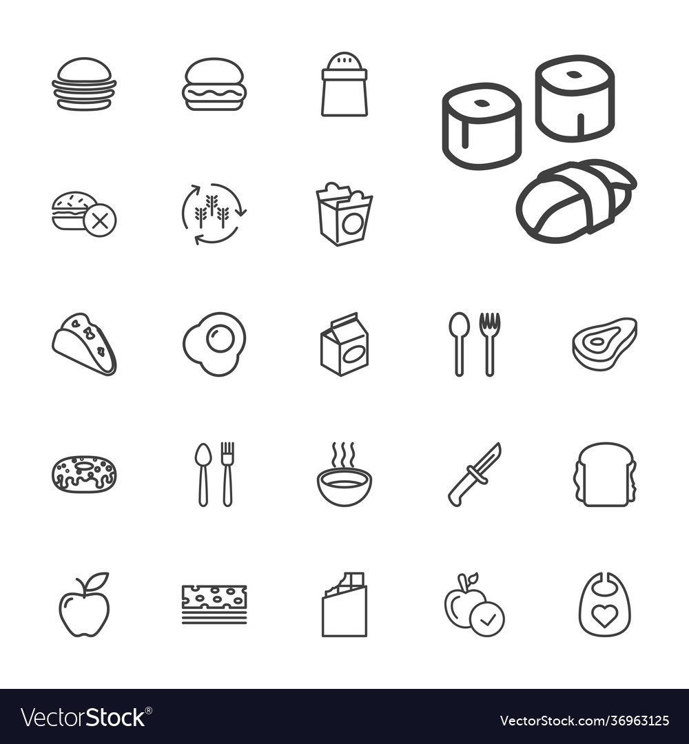 22 Icons essen Lizenzfreies Vektorbild - VectorStock