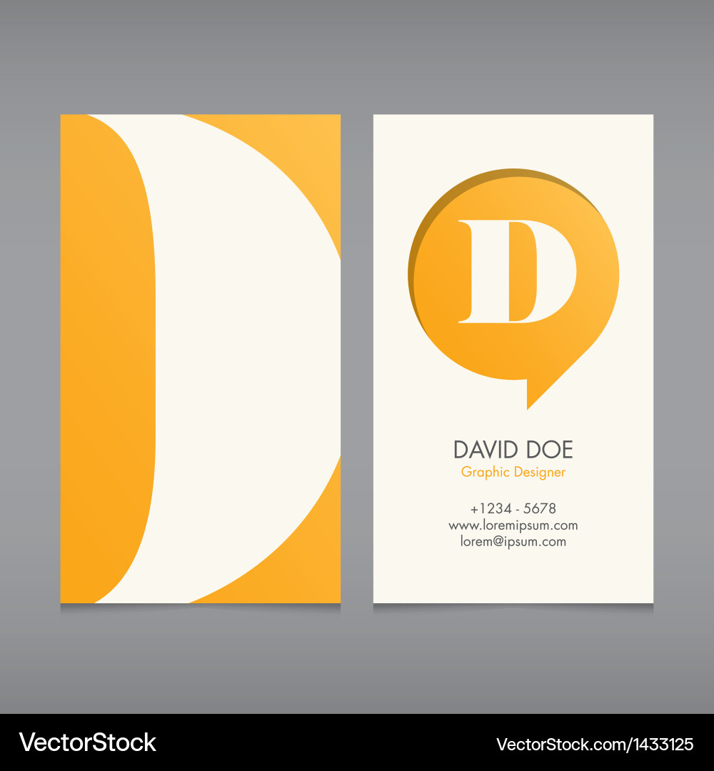 Business card template letter d Royalty Free Vector Image