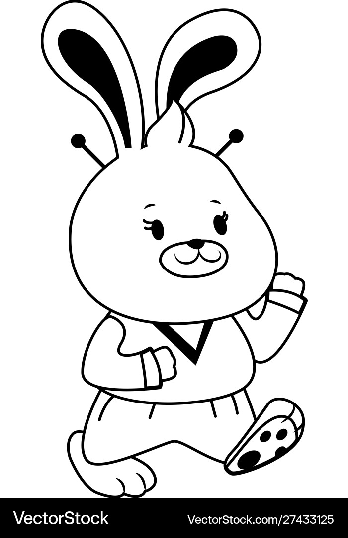 Cartoon happy rabbit icon flat design Royalty Free Vector