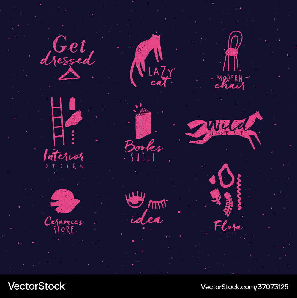 Crosshatch custom design symbols pink dark Vector Image