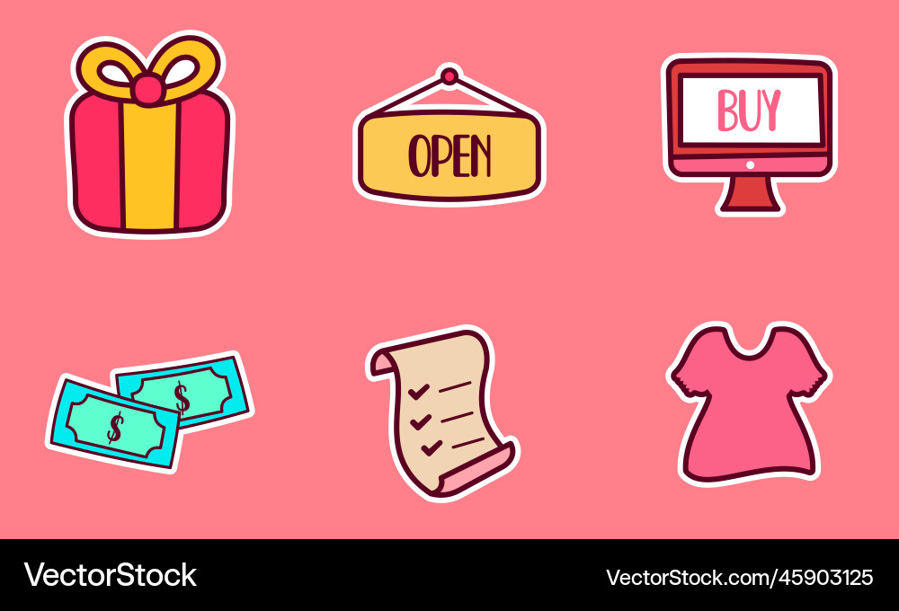 E-commerce sticker icons doodle coloring Vector Image