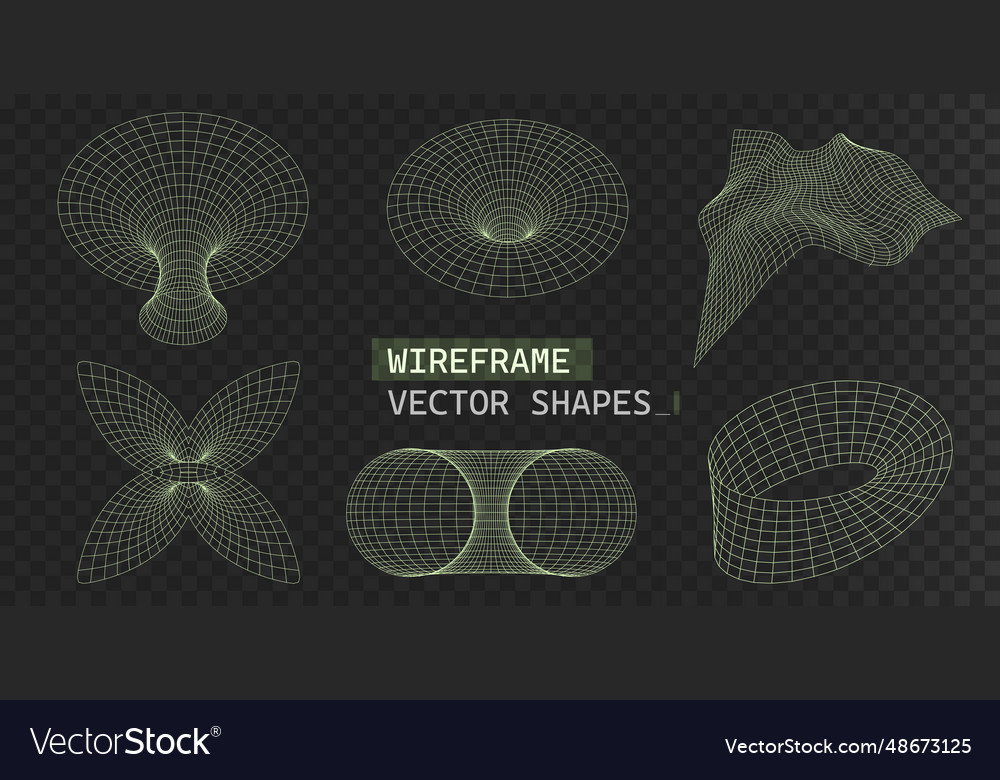 Geometry Wireframe Abstract Shapes Futuristic Vector Image