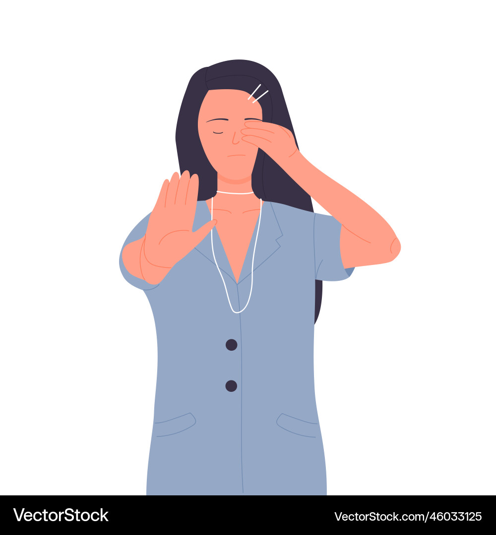 Girl with stop hand gesture Royalty Free Vector Image