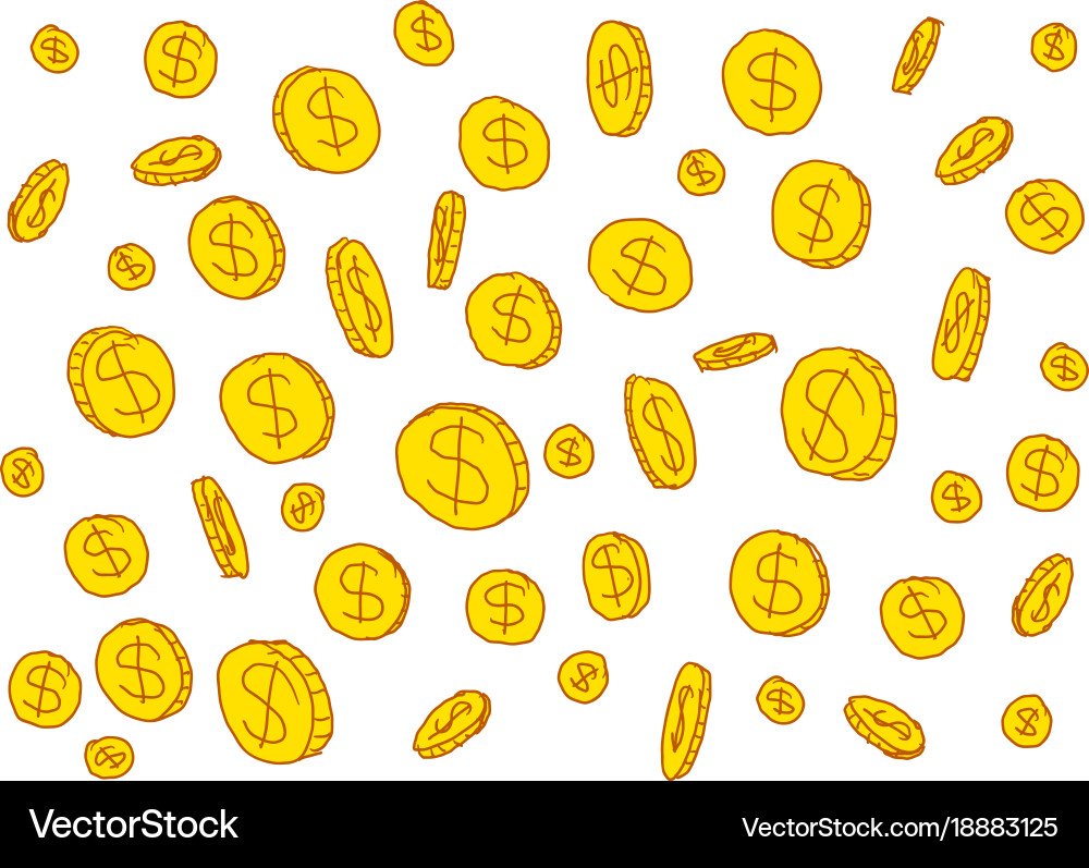 Gold coins dollars on a white background Vector Image