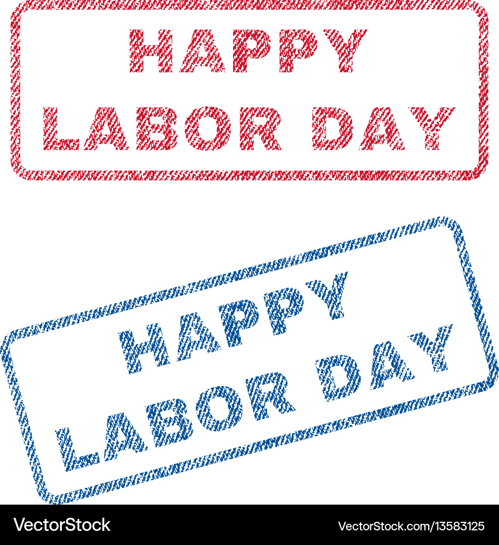 Happy labor day textile stamps Royalty Free Vector Image