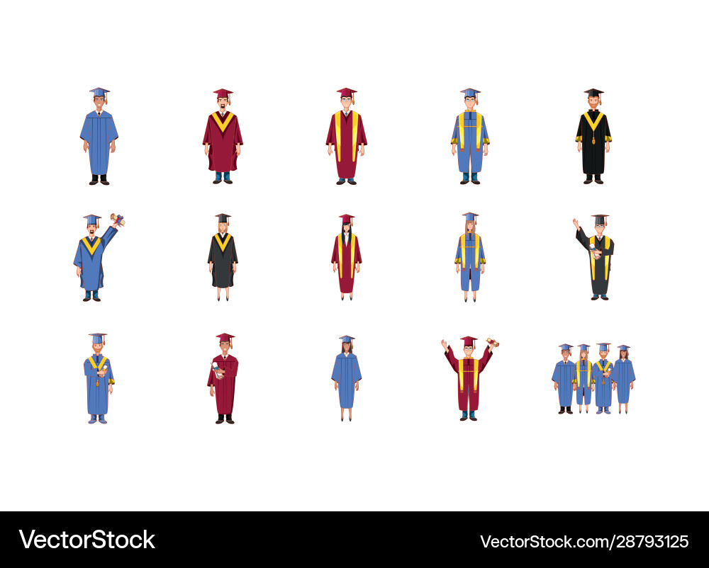 Isolated graduation people icon set design Vector Image