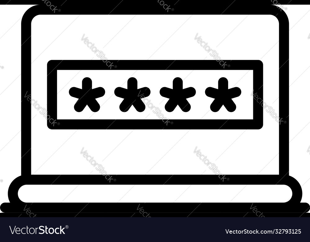 Laptop Workstation Authentication Icon Outline Vector Image 8934