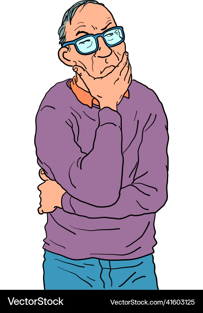 Man with glasses is thinking the clever Royalty Free Vector