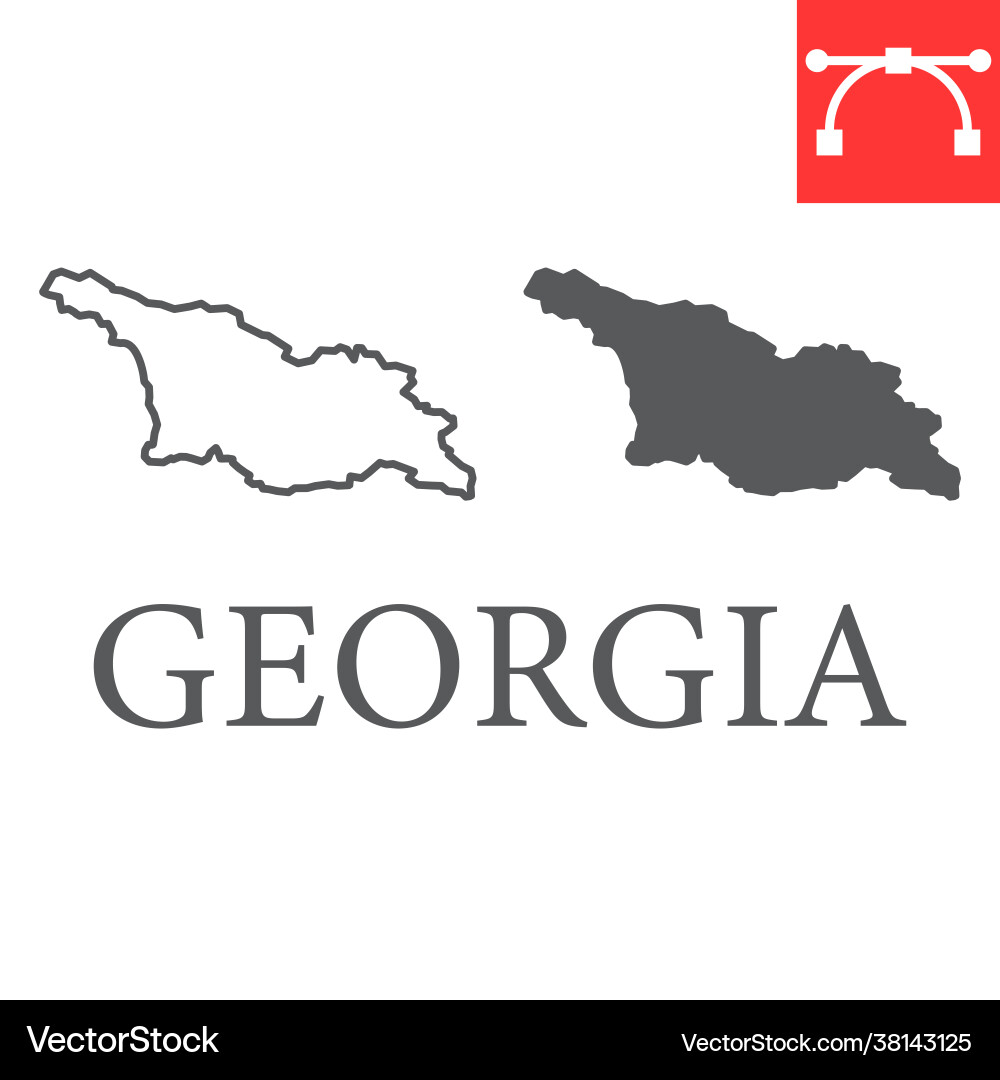 Map georgia line and glyph icon Royalty Free Vector Image