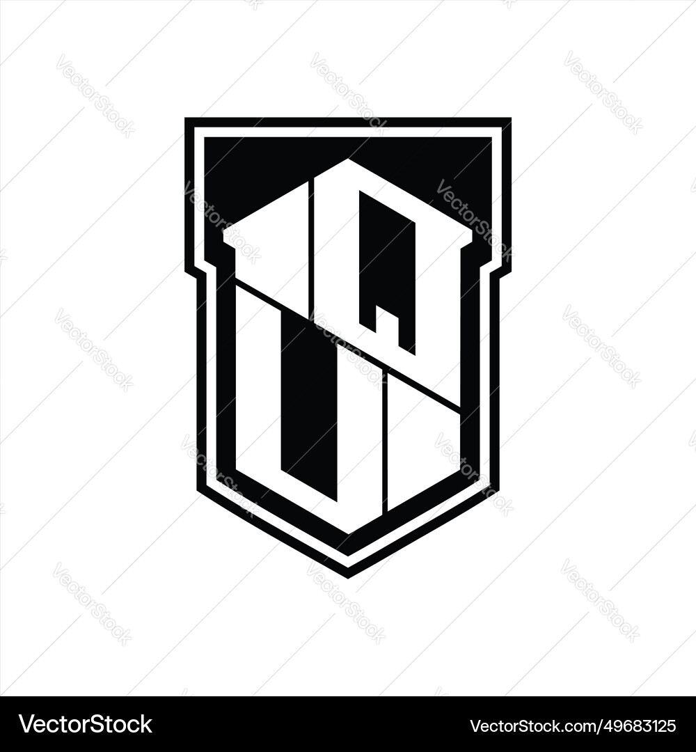 Qu logo monogram hexagon geometric up and down Vector Image