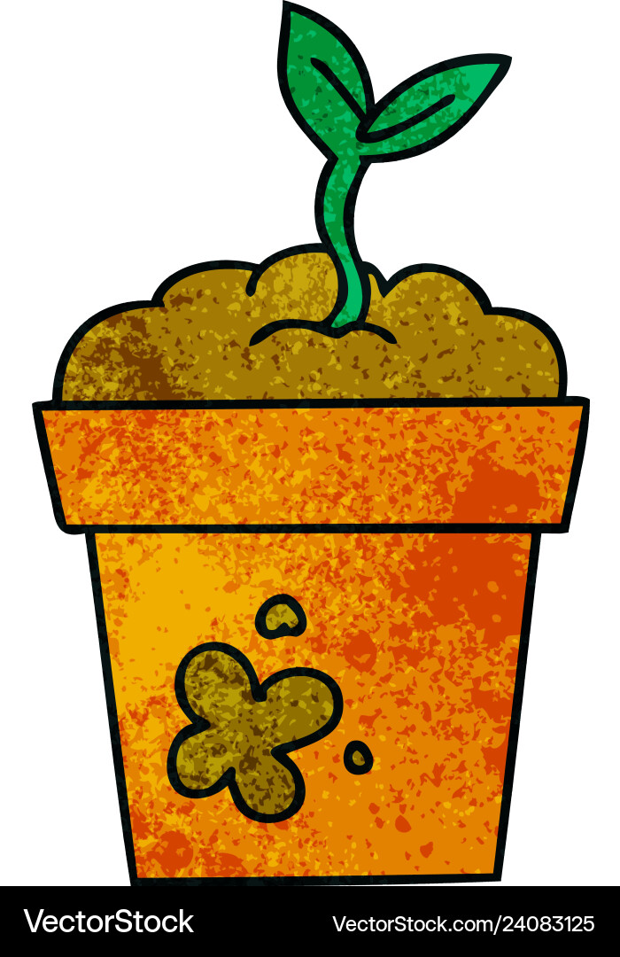 Quirky hand drawn cartoon seedling Royalty Free Vector Image