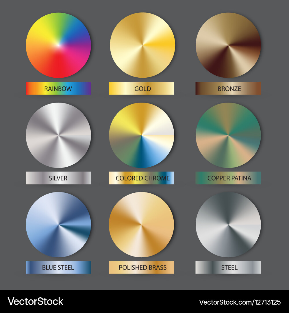 Round cone metal gradients set Royalty Free Vector Image