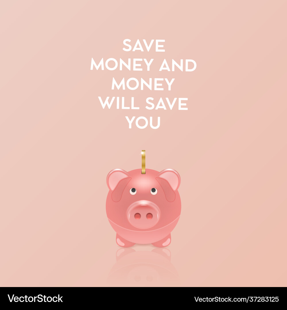 Save money concept realistic 3d pink retro Vector Image