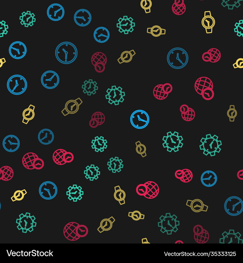 Set line clock time management wrist watch Vector Image