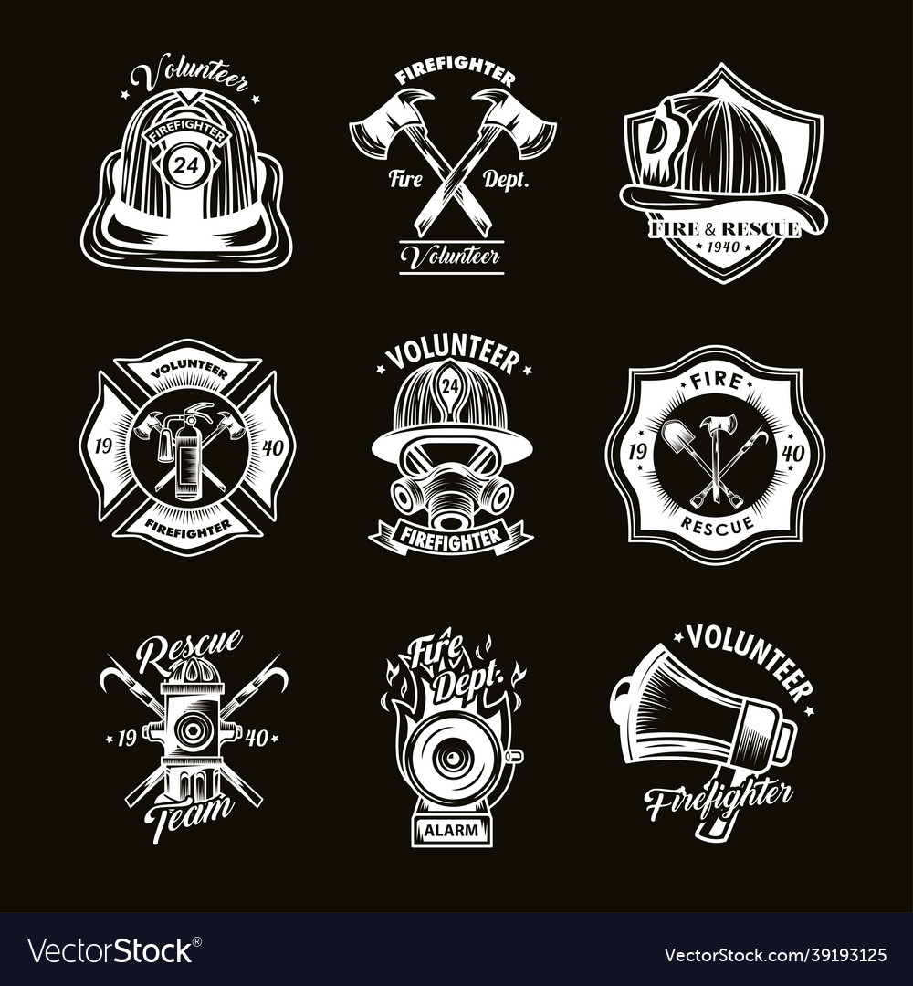 Set of firefighter badges Royalty Free Vector Image