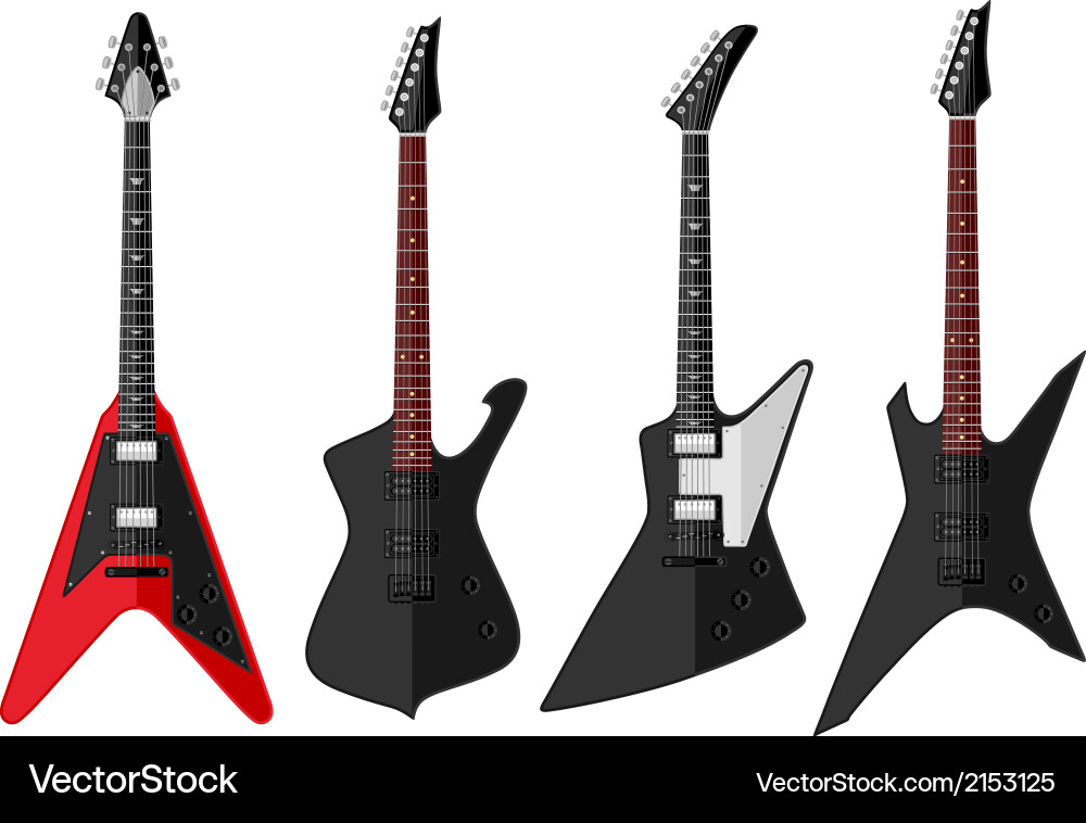 Set of isolated guitars Royalty Free Vector Image