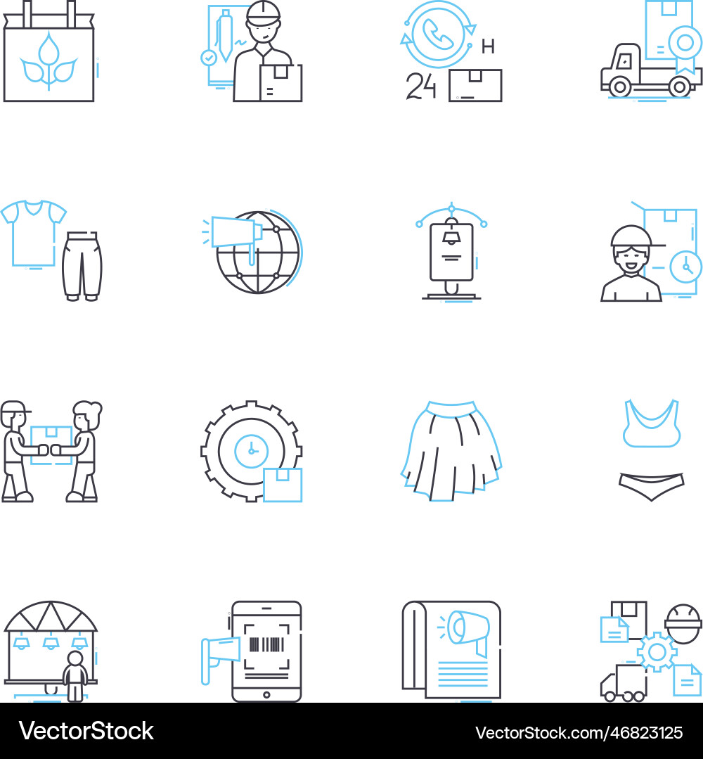 Supply chain linear icons set logistics sourcing Vector Image