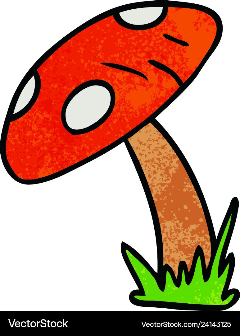 Textured cartoon doodle of a toad stool Royalty Free Vector