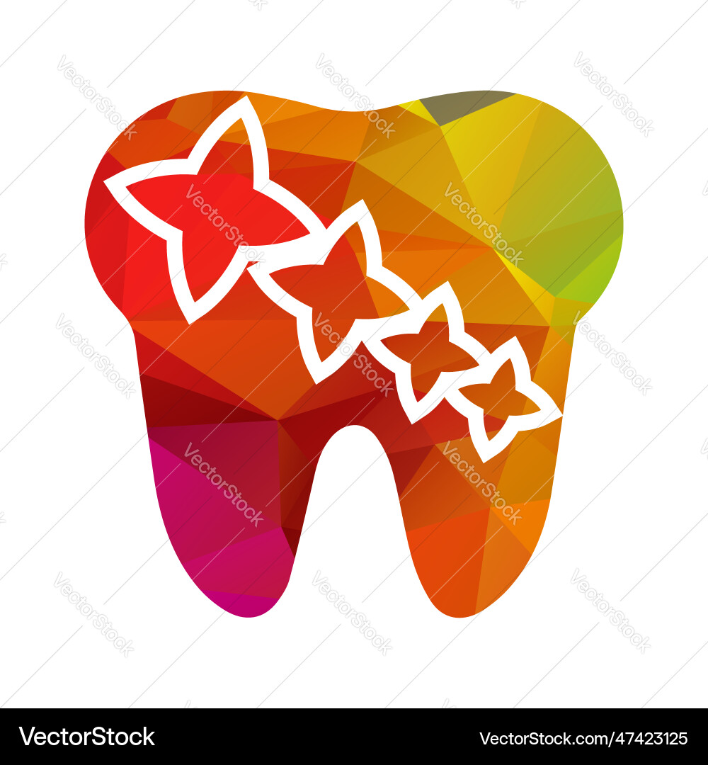 Tooth logo design template with stars Royalty Free Vector