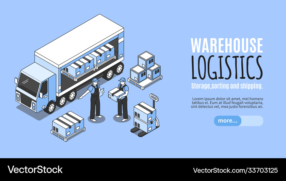 Warehouse logistics horizontal banner Royalty Free Vector