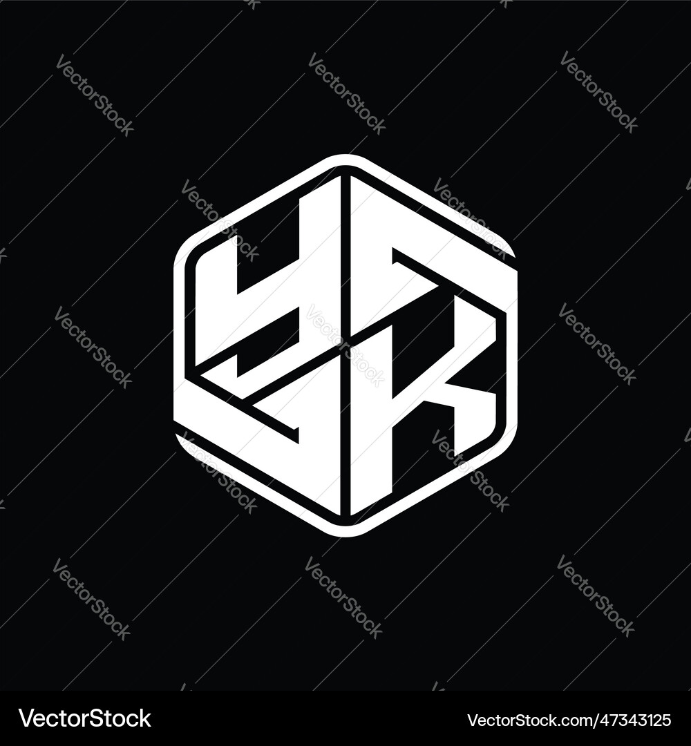 Yk logo monogram hexagon shape with ornament Vector Image