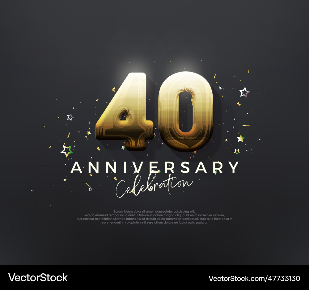 40th anniversary celebration with shiny gold Vector Image
