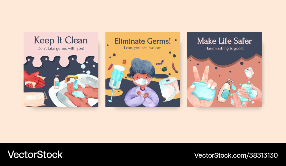 Ads template with global handwashing day concept Vector Image