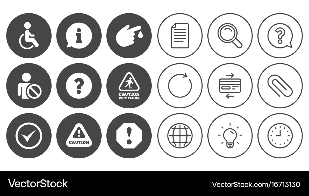 Attention notification icons information signs Vector Image