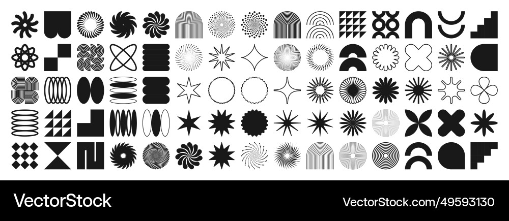Brutalist geometric shapes symbols simple Vector Image
