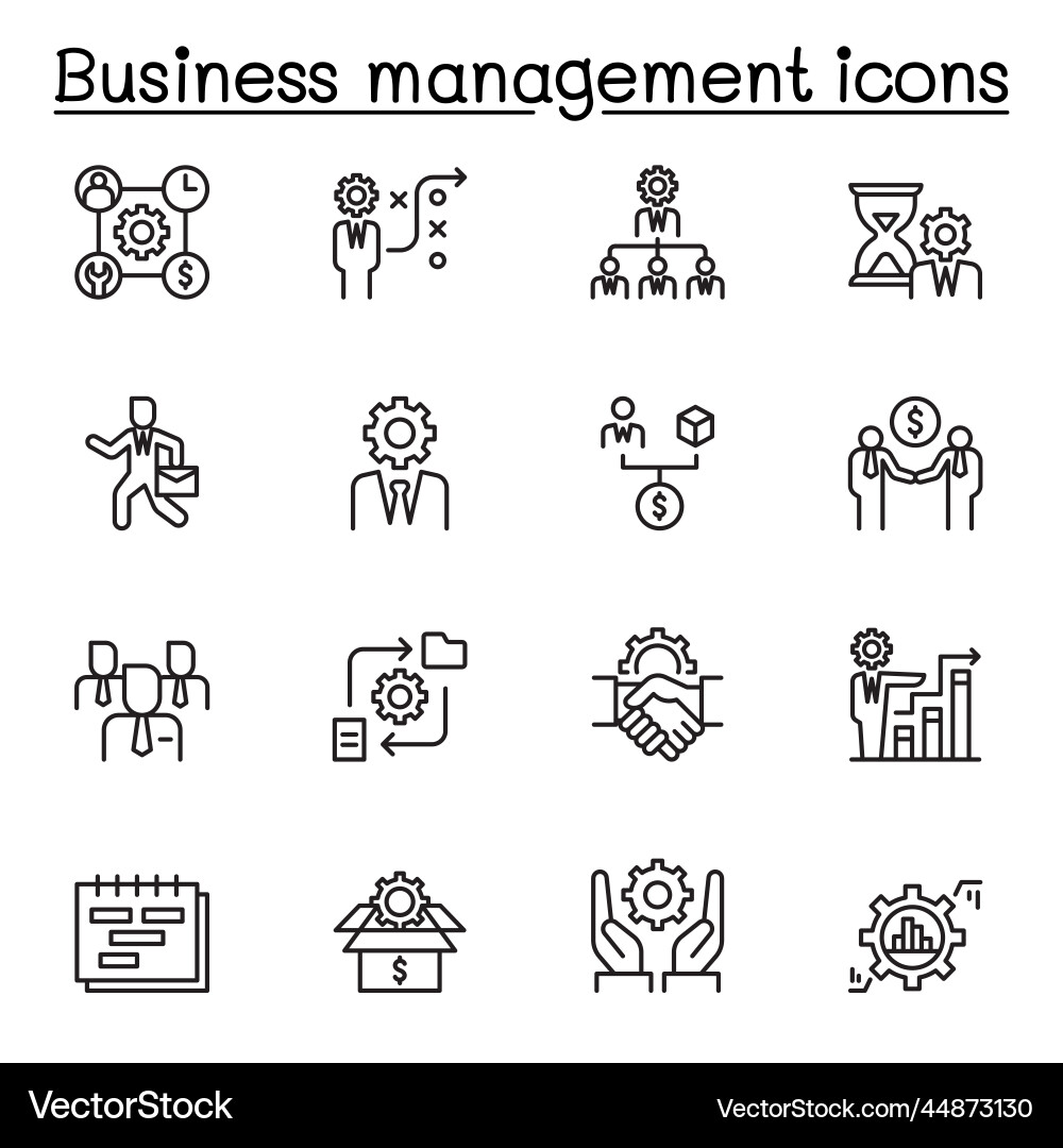 Business management icon set in thin line style Vector Image