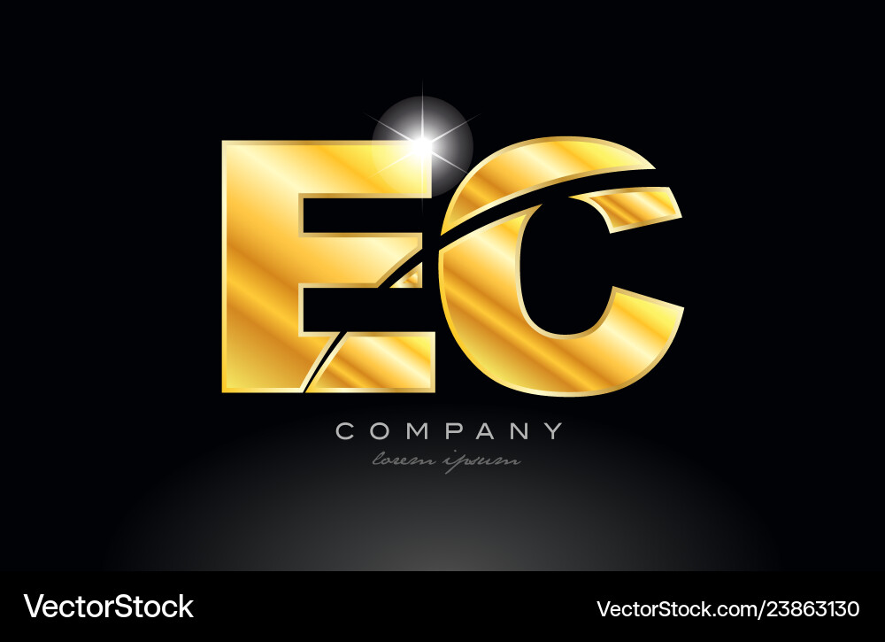 Combination letter ec e c gold golden alphabet Vector Image